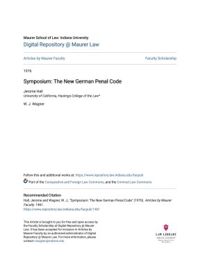 Symposium- The New German Penal Code