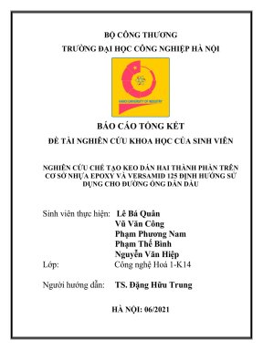 NGHIÊN cứu CHẾ tạo KEO dán HAI THÀNH PHẦN TRÊN cơ sở NHỰA EPOXY và ...