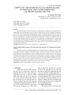 Chiến lược chuyển đổi số của lãnh đạo các trường đại học ở Vương quốc Anh và kinh nghiệm cho các ...