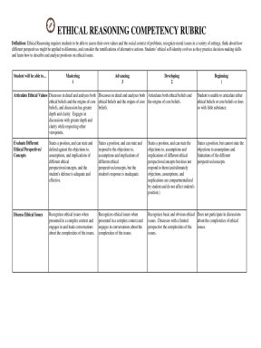 Rollins College Ethical Reasoning Competency Rubric