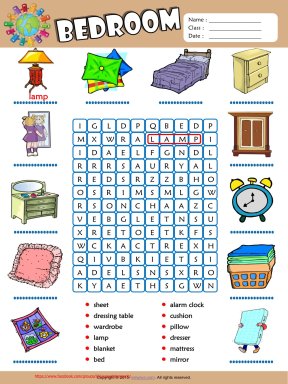 bedroom esl vocabulary word search worksheet for kids chiasesachtienganh