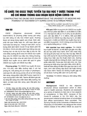 Tổ chức thi OSCE trực tuyến tại Đại học Y Dược thành phố Hồ Chí Minh trong giai đoạn dịch bệnh ...