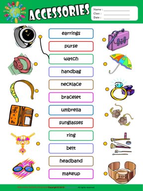 accessories esl vocabulary matching exercise worksheet for kids ...