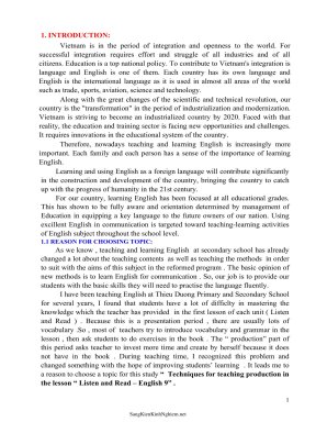 Techniques for teaching production in the lesson Listen and Read ...