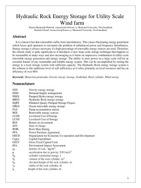 Hydraulic Rock Energy Storage for Utility Scale Wind farm