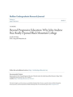 Why John Andrew Rice Really Opened Black Mountain College