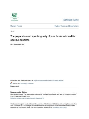 The preparation and specific gravity of pure formic acid and its