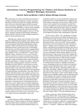 Information Literacy Programming for Theatre and Dance Students a