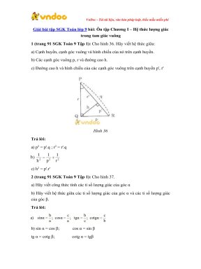 giai-bai-tap-sgk-toan-lop-9-bai-on-tap-chuong-i-he-thuc-luong-giac-trong-tam-giac-vuong