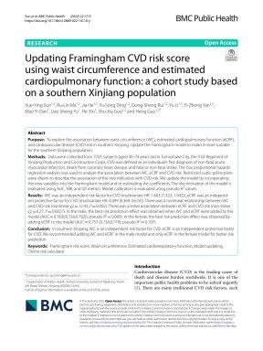Updating Framingham CVD risk score using waist circumference and ...