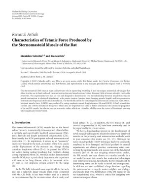 characteristics of tetanic force produced by the sternomastoid muscle ...
