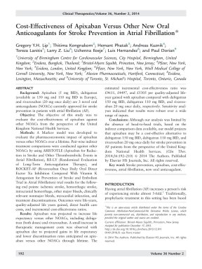 cost effectiveness of apixaban versus other new oral anticoagulants for ...