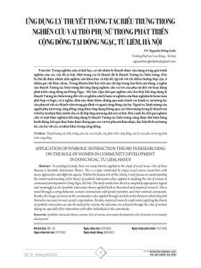Ứng dụng lý thuyết tương tác biểu trưng trong nghiên cứu vai trò phụ nữ trong phát triển cộng ...