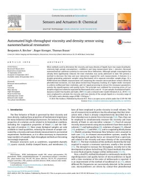 automated high throughput viscosity and density sensor using nanomechanical resonators