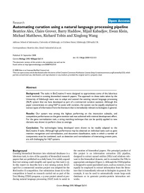 automating curation using a natural language processing pipeline