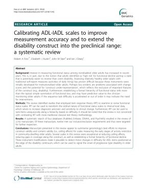 calibrating adl iadl scales to improve measurement accuracy and to ...
