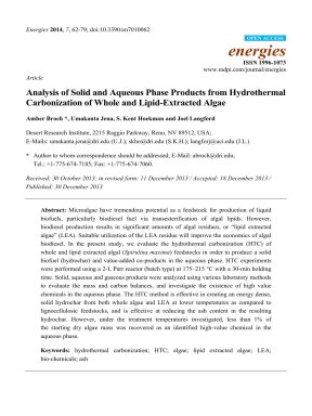 analysis of solid and aqueous phase products from hydrothermal carbonization of whole and lipid ...