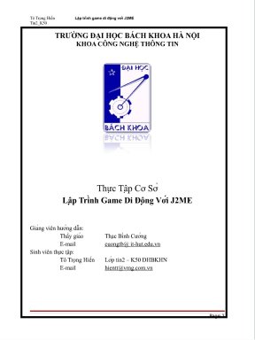 Luận văn lập trình game di động với J2ME