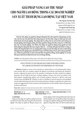 Giải pháp nâng cao thu nhập cho người lao động trong các doanh nghiệp sản xuất thâm dụng lao ...