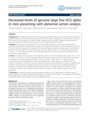 decreased levels of genuine large free hcg alpha in men presenting with abnormal semen analysis