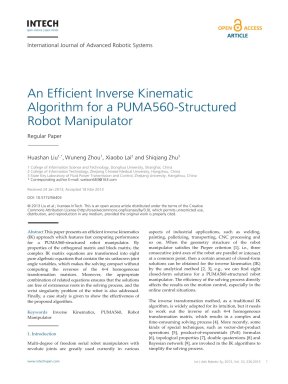 an efficient inverse kinematic algorithm for a puma560 structured robot manipulator