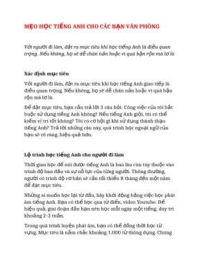 MẸO học TIẾNG ANH CHO các bạn văn PHÒNG