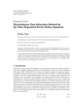 discontinuous time relaxation method for the time dependent navier ...