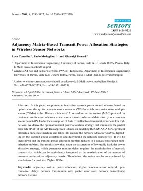 adjacency matrix based transmit power allocation strategies in wireless sensor networks
