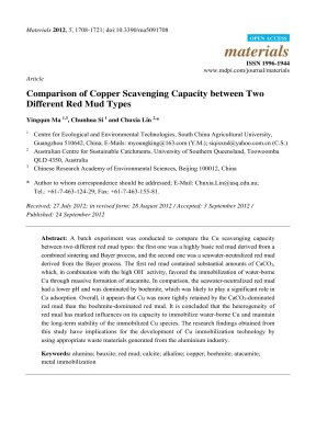 comparison of copper scavenging capacity between two different red mud ...