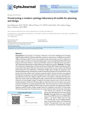 constructing a modern cytology laboratory a toolkit for planning and design