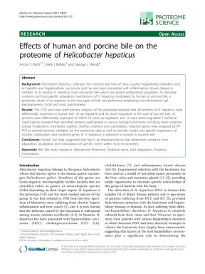 effects of human and porcine bile on the proteome of helicobacter hepaticus