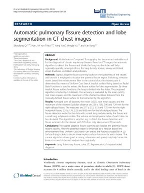 automatic pulmonary fissure detection and lobe segmentation in ct chest images