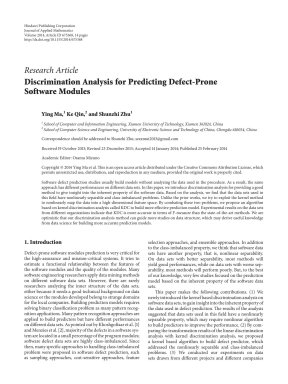 discrimination analysis for predicting defect prone software modules