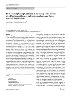 fuel consumption optimization in air transport a review classification ...