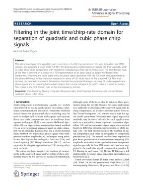 filtering in the joint time chirp rate domain for separation of quadratic and cubic phase chirp ...