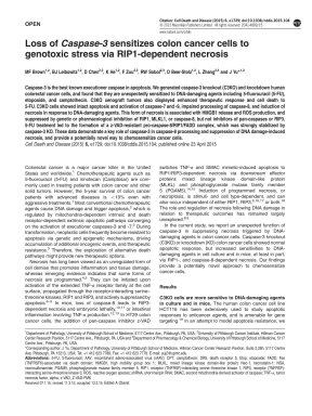 loss of caspase 3 sensitizes colon cancer cells to genotoxic stress via ...