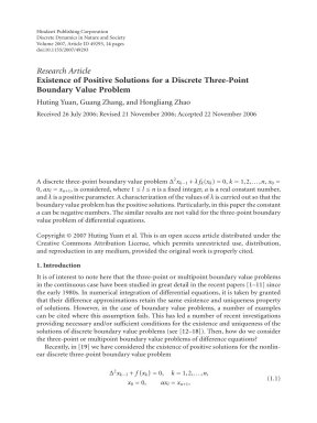 existence of positive solutions for a discrete three point boundary value problem