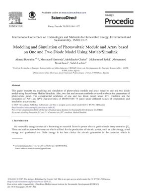 modeling and simulation of photovoltaic module and array based on one and two diode model using ...
