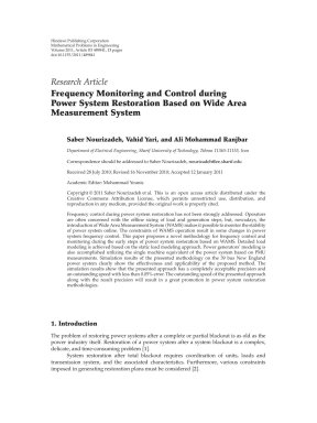 frequency monitoring and control during power system restoration based ...
