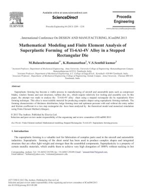 mathematical modeling and finite element analysis of superplastic ...