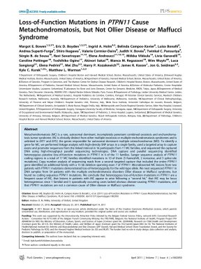 loss of function mutations in ptpn11 cause metachondromatosis but not ...