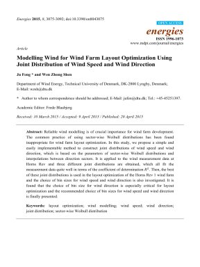 modelling wind for wind farm layout optimization using joint distribution of wind speed and wind dir