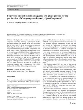 bioprocess intensification an aqueous two phase process for the purification of c phycocyanin ...