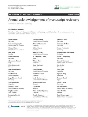 annual acknowledgement of manuscript reviewers