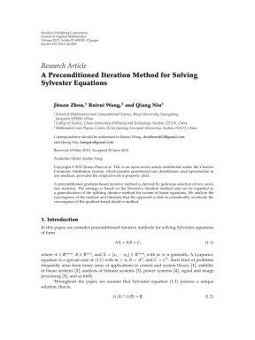 a preconditioned iteration method for solving sylvester equations