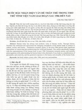 Bước đầu nhận diện vấn đề thân thể trong thơ trữ tình việt nam giai ...