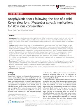 anaphylactic shock following the bite of a wild kayan slow loris ...