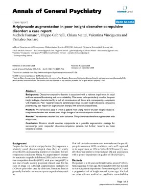 aripiprazole augmentation in poor insight obsessive compulsive disorder ...