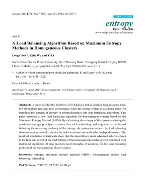 a load balancing algorithm based on maximum entropy methods in homogeneous clusters
