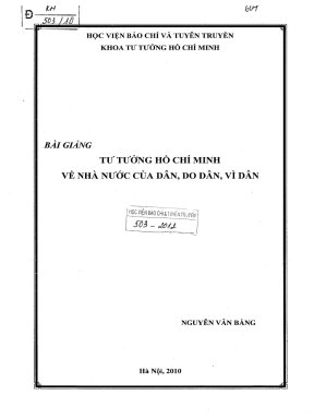 Tư tưởng hồ chí minh về nhà nước của dân, do dân, vì dân bài giảng
